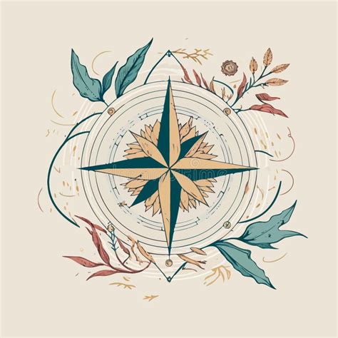 Compass Wind Rose In Stylized And Colored Illustration Stock Vector