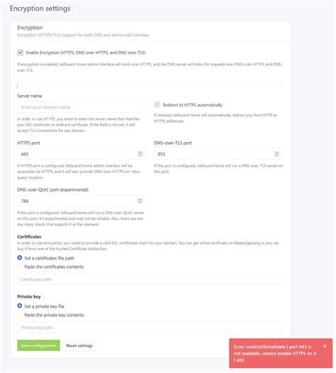 adguard home enabled encryption and set doh dns but it seems doh is
