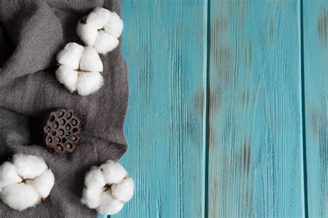 실제 목화 꽃 회색 모직 직물 및 나무 배경에 연꽃 배너 프레임 인사말 카드에 대 한 기초입니다 꽃이 있는 텍스트 프레임 0명에 대한 스톡 사진 및 기타 이미지 Istock