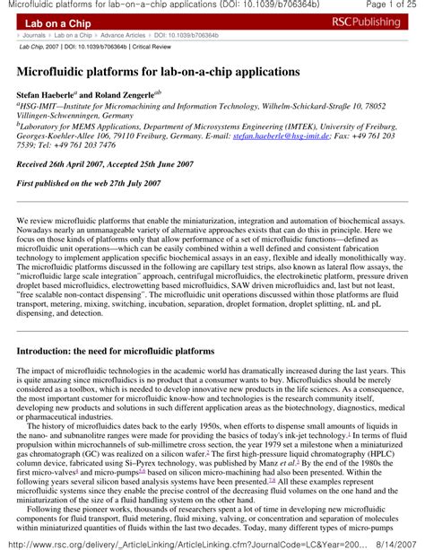 Pdf Microfluidic Platforms For Lab On A Chip Applications