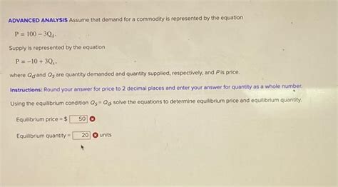 Solved ADVANCED ANALYSIS Assume That Demand For A Commodity Chegg