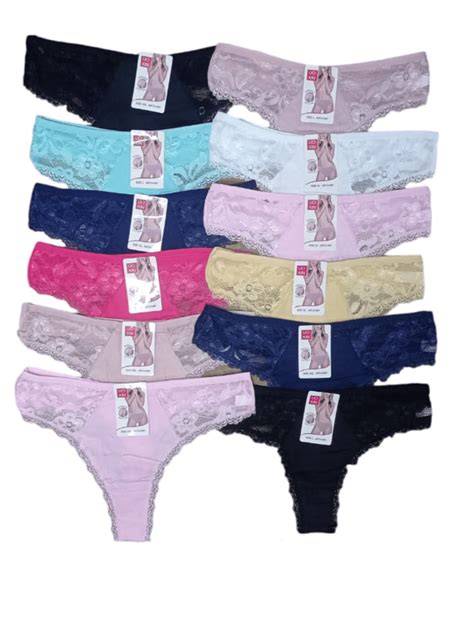 Paquete de Piezas Tanga Algodón con Encaje Sexi Lencería Cómoda Envio de Modelos al Azar