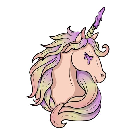 Licorne Goth Pastel Kawaii Effrayante Mignonne Vecteur Premium