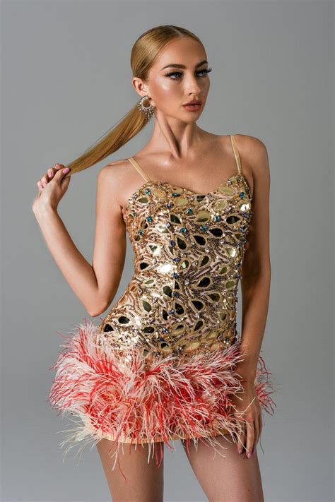 Kianala Feather Sequin Mini Dress Mini Dress Sequin Mini Dress Dress