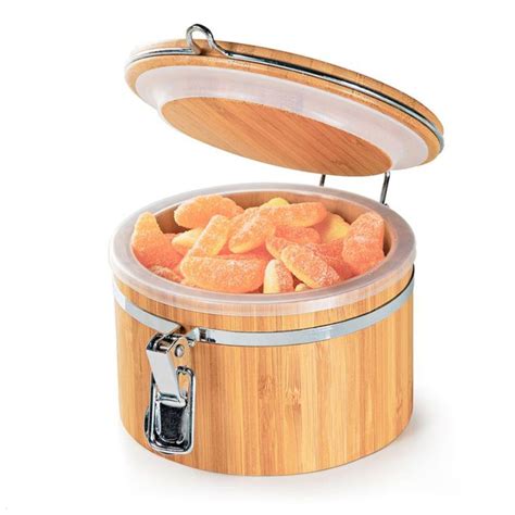 Pote Porta Mantimentos Bambu Hermético Trava Inox 500ml Welf Marrom
