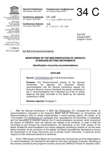 Monitoring Of The Implementation Of Unescos Standard Setting