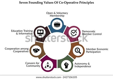 Seven Founding Values Cooperative Principles Mic Stock Vector Royalty