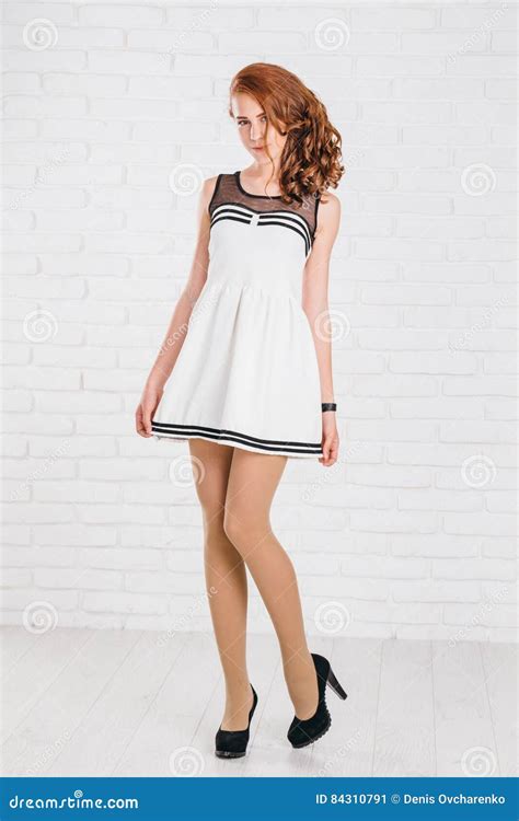 Beautiful Red Haired Fashion Model Posing Stock Image Image Of Studio Lady 84310791