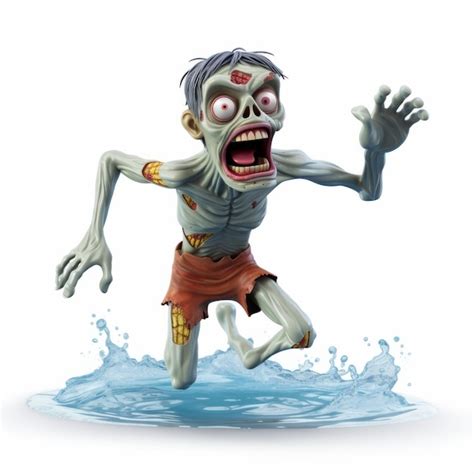 Premium Photo 3d Render Plastic Cartoon Zombie Artistic Swimming Full