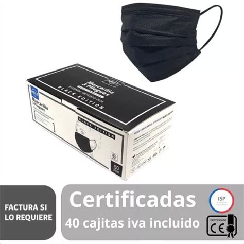 Mascarilla Desechable Certificada Unidades Cjs Negra