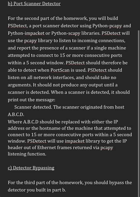 Solved B Port Scanner Detector For The Second Part Of The Chegg