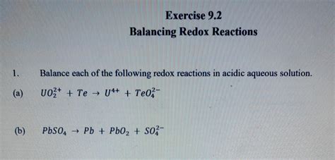 Solved 1 Balance Each Of The Following Redox Reactions In
