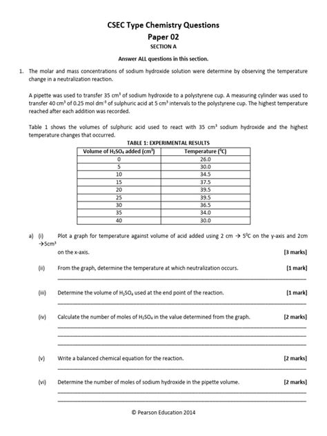 Csec Type Exam Style Questions 2 Paper 2 Pdf Chemical Compounds Redox