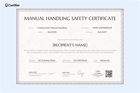 15 Editable Manual Handling Certificate Templates