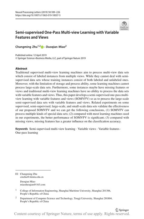 Semi Supervised One Pass Multi View Learning With Variable Features And Views
