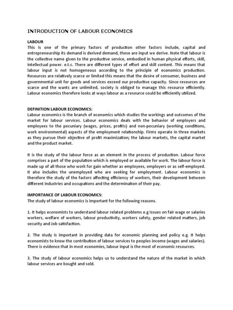 Introduction To Labour Economics Pdf Labour Economics Cost Of Living