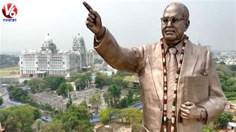 125 Feet Ambedkar Statue Drone Visuals Hyderabad V6 News Youtube
