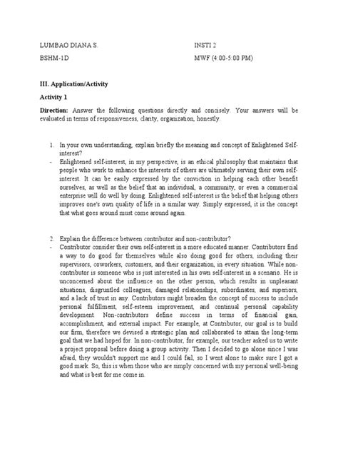 Iii Application Activity Activity 1 Direction Answer The Following Questions Directly And