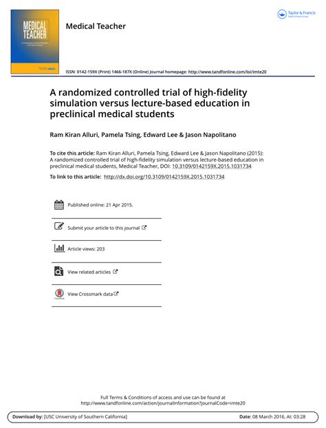 Pdf A Randomized Controlled Trial Of High Fidelity Simulation Versus Lecture Based Education