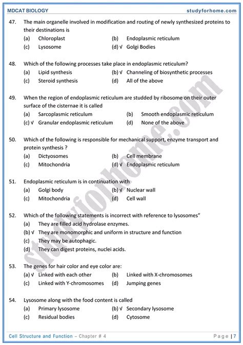 MDCAT Biology Chap 4 Cell Structure And Function