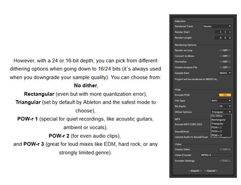 Dithering Options In Ableton Explained R Ableton
