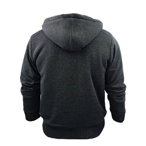 Mens Heavy Sherpa Lined Zip Up Hoodie M 2x Tanga