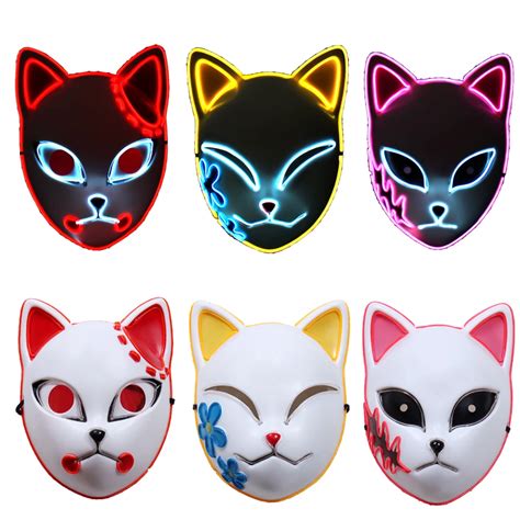 Anime Demon Slayer Tanjirou Sabito Makomo Masques Cosplay Mask With LED AllCosplay
