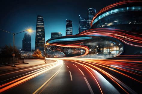 Abstract Night Cityscape Background Smart City Ai And Digital Transformation Concept Stock