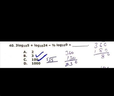 3 Log { 10 } 5 Log { 10 } 24 1 2 Log { 10 } 9 Qquad Be