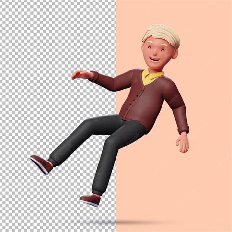 Premium Psd 3d Male Character Floating Laughing