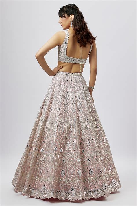 Pink Organza Embroidered Wedding Lehenga Set By Aneesh Agarwaal At