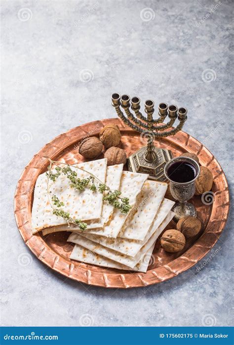 Passover The Feast Of Unleavened Bread Matzah Bread And Red Wine