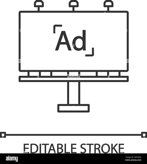 Billboard Advertising Linear Icon Thin Line Illustration Big Board Outdoor Advertising Large