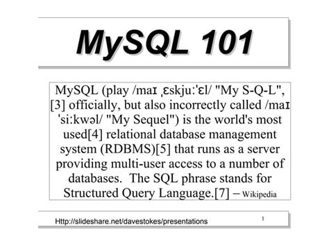 my sql 101 ppt
