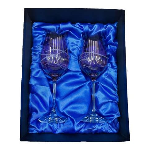 Engraved Pink Wine Glasses With Swarovski Crystals A1 Trophies