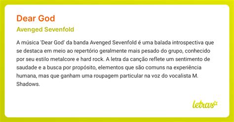 Significado Da Música Dear God Avenged Sevenfold Letrasmusbr