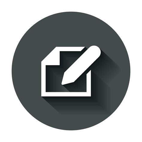 Notepad Edit Document With Pencil Icon Vector Illustration With Long