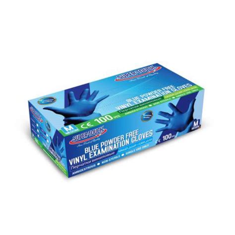 Super Touch Vinyl Gloves Blue Powder Free Medium 10 X 100 Hygieneforall