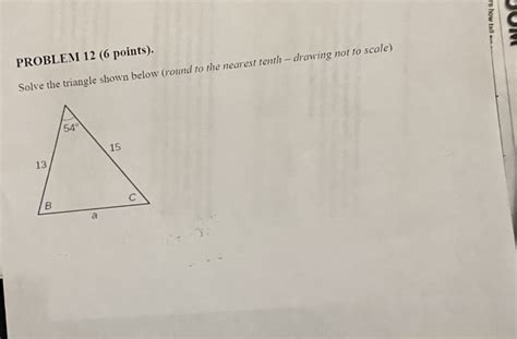 Solved Problem 12 6 Points Solve The Triangle Shown Below