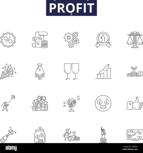 Profit Line Vector Icons And Signs Return Revenue Yield Funds
