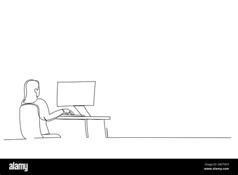 Drawing Of Industrial Female Engineer Working On A Personal