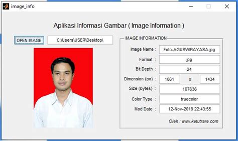 Contoh Aplikasi Untuk Menampilkan Informasi Gambar Pada Gui Matlab