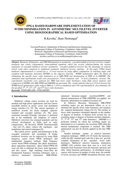 pdf fpga based hardware implementation of wthd minimisation in