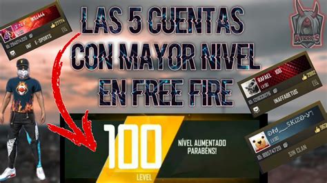 TOP 5 CUENTAS con NIVEL más ALTO Y VETERANAS en FREE FIRE TIENES
