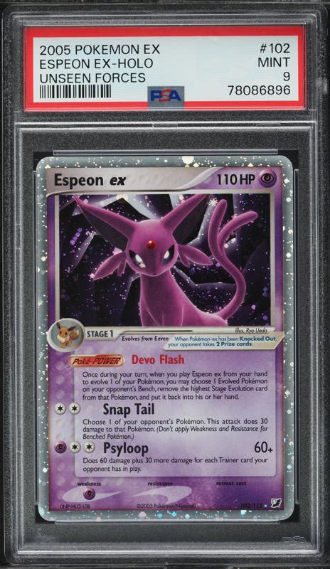 2005 Pokemon Ex Unseen Forces Holo Espeon Ex 102 Psa 9 Mint Weekly