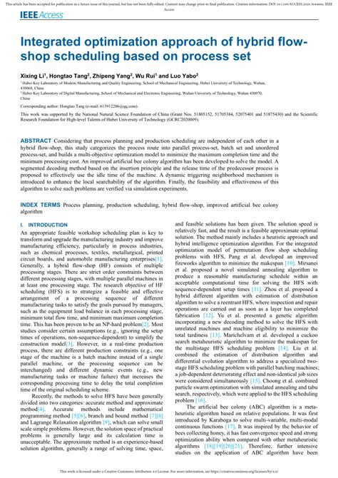 pdf integrated optimization approach of hybrid flow shop scheduling