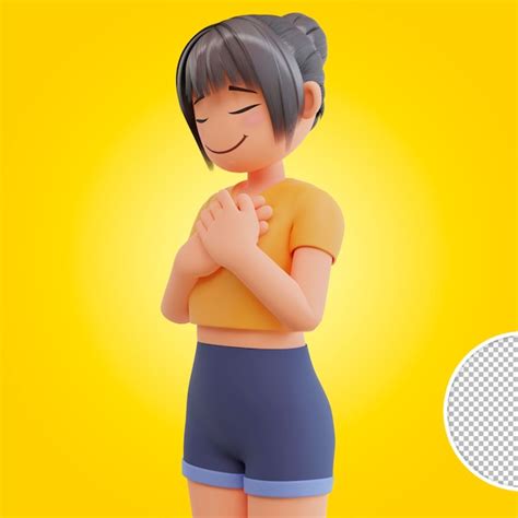 Premium Psd Sexy Girls Feeling Happy 3d Cartoon Illustration