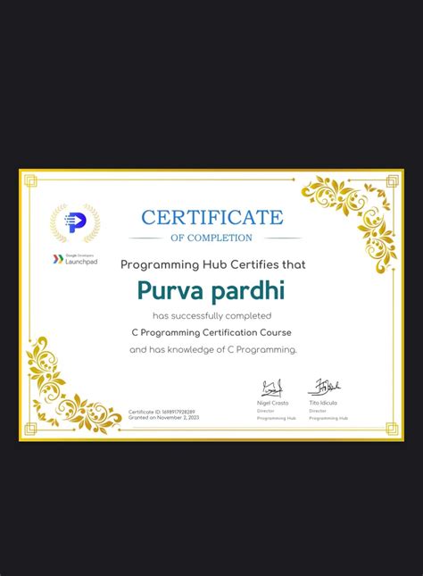 purva pardhi on linkedin i successfully completed c programming from