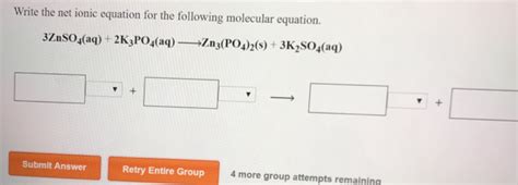 Solved Write The Net Ionic Equation For The Following Chegg Com