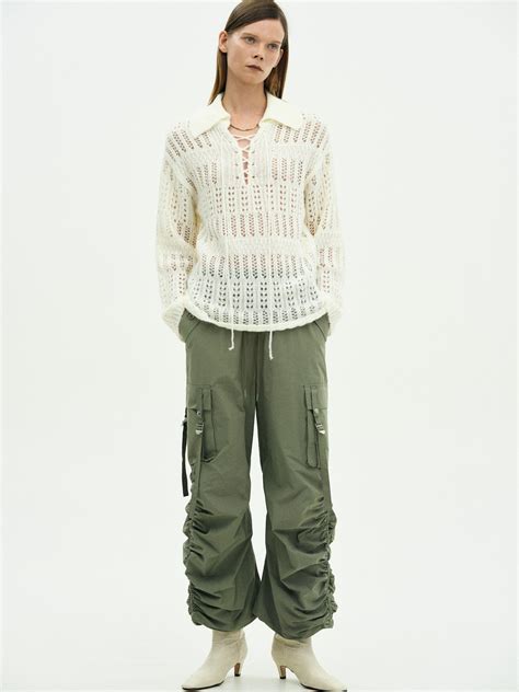 Lace Up Knit Sweater Ivory Sourceunknown